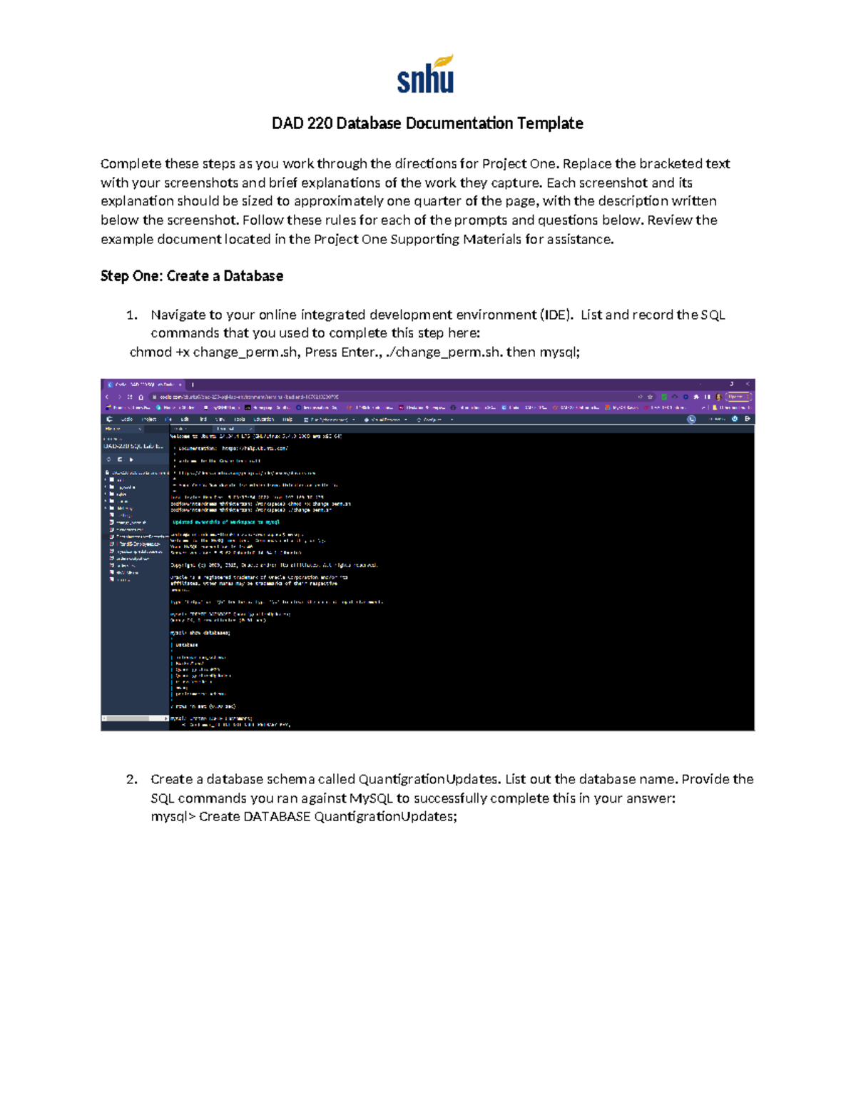 DAD 220 Database Documentation Template cb - DAD-220 - SNHU - Studocu
