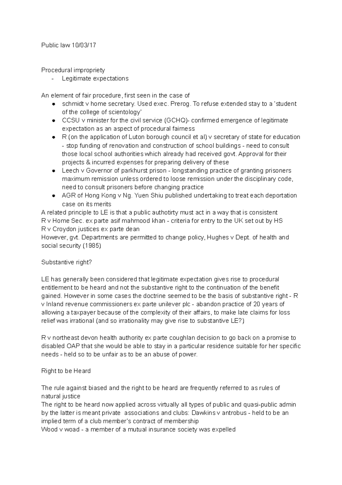 Public law - procedural impropriety - Public law 10/03/ Procedural ...