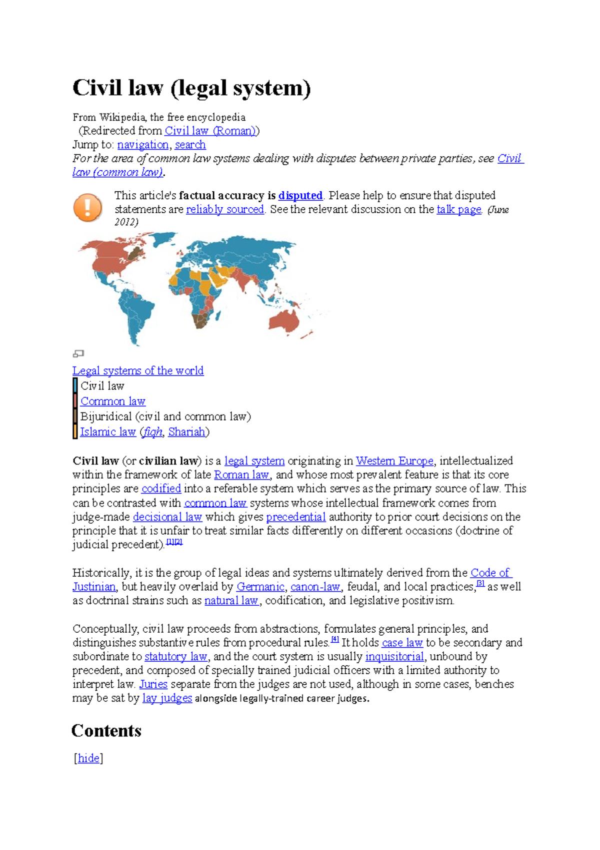 Civil LAW - Civil law (legal system) From Wikipedia, the free ...
