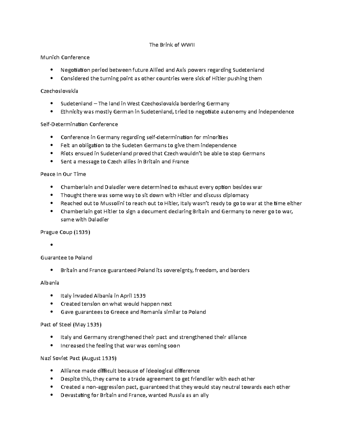 The Brink of WWII - The Brink of WWII Munich Conference Negotiation ...