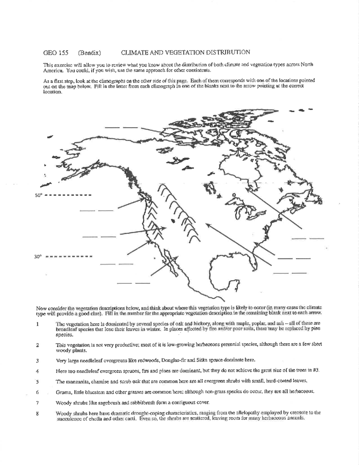 North American Climate and Veg exercise - GEO 155 (Bendix) CLIMATE AND ...