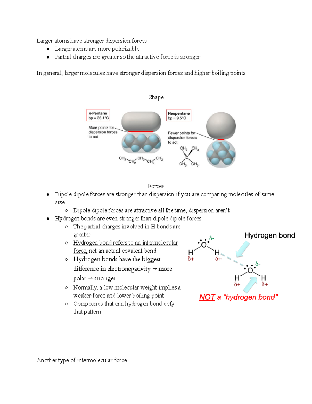 Lecture 8 - Larger atoms have stronger dispersion forces Larger atoms ...