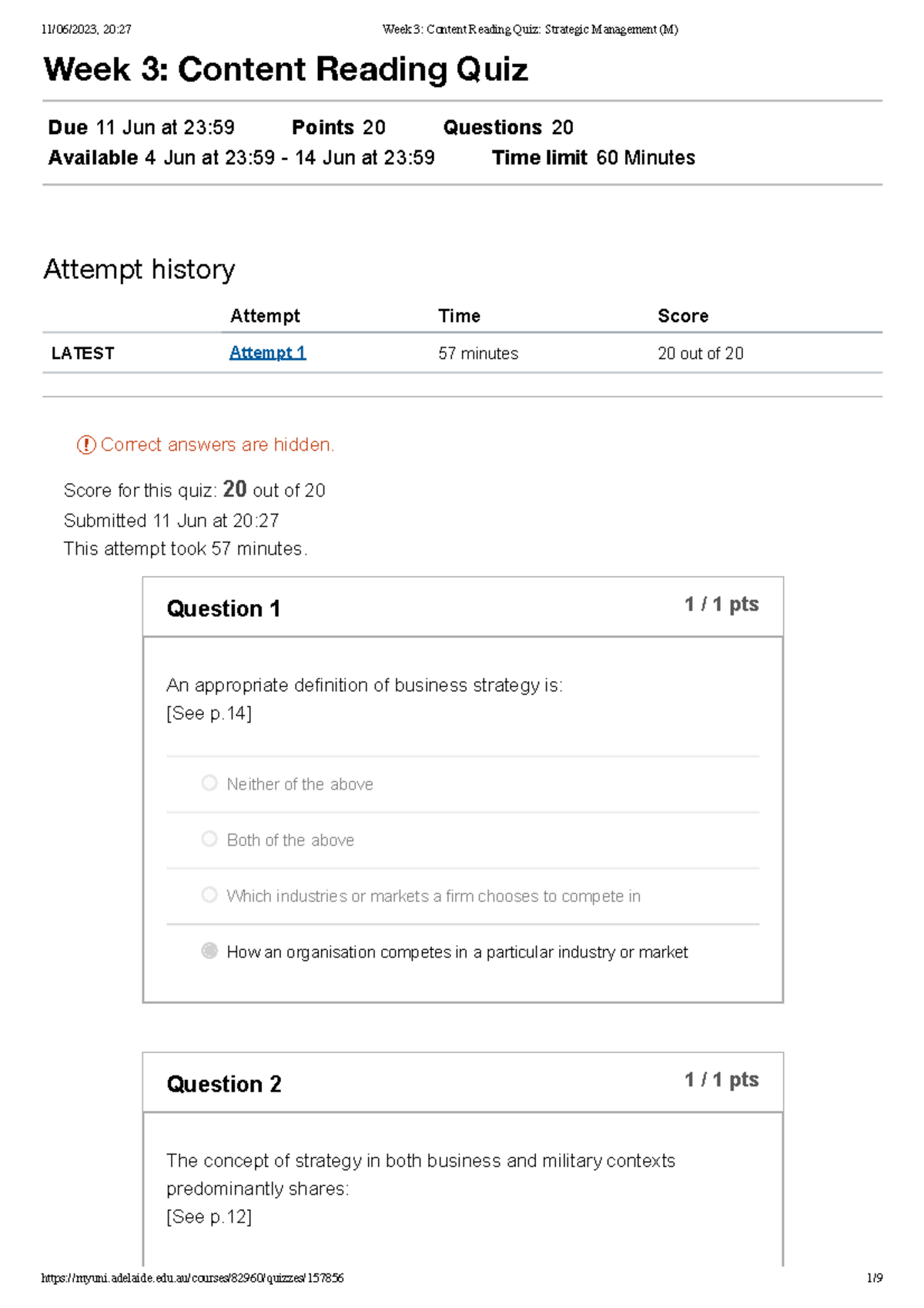 Week 3 Content Reading Quiz - Week 3: Content Reading Quiz Due 11 Jun ...
