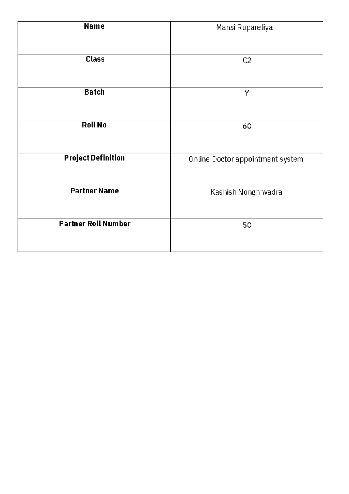 C2 Y 42 - dvbb - Class Batch Name Roll No Partner Name Project ...