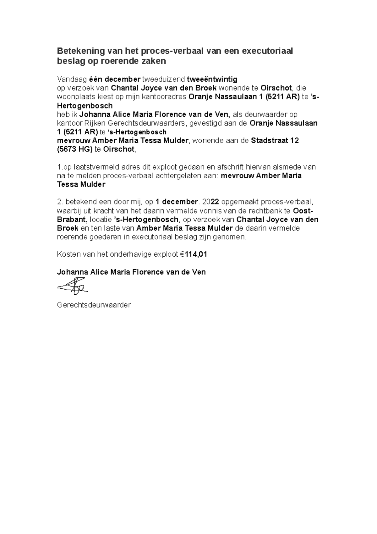 01. Betekening proces-verbaal onroerende zaken - Betekening van het ...