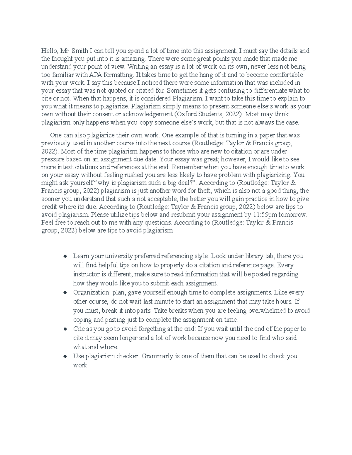 Unit 2 Discussion - APA Formatting (20) - Hello, Mr. Smith I can tell ...