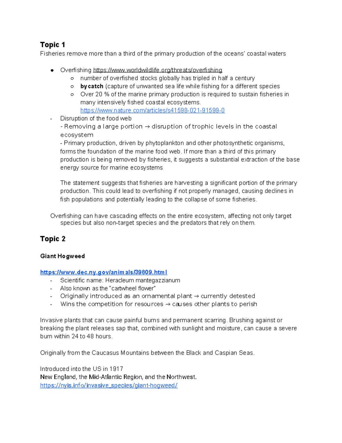 Copy of BILD 3 Discussion The Sixth Extinction - Topic 1 Fisheries ...