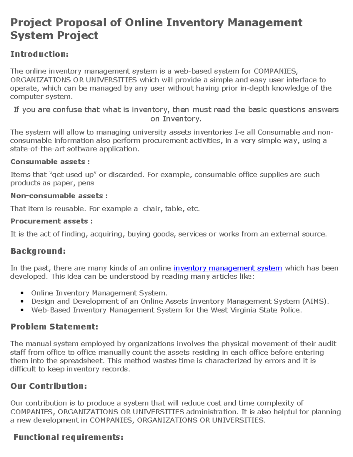 Proposal - If you are confuse that what is inventory, then must read ...
