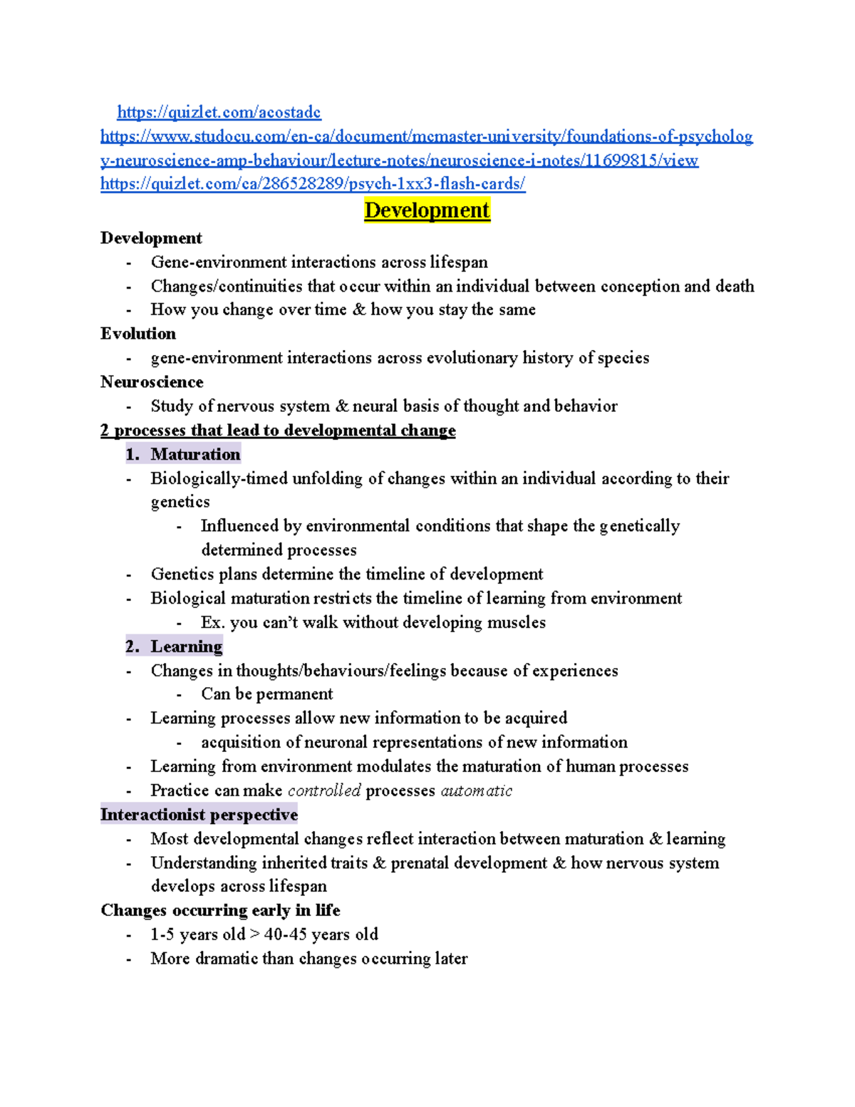 1XX3 Psych Notes cummulative 2020-2021 - PSYCH 1XX3 - McMaster - Studocu