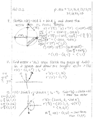 12 4 Unit Tangent Normal and Binormal Vectors Solutions - MATH 316 ...