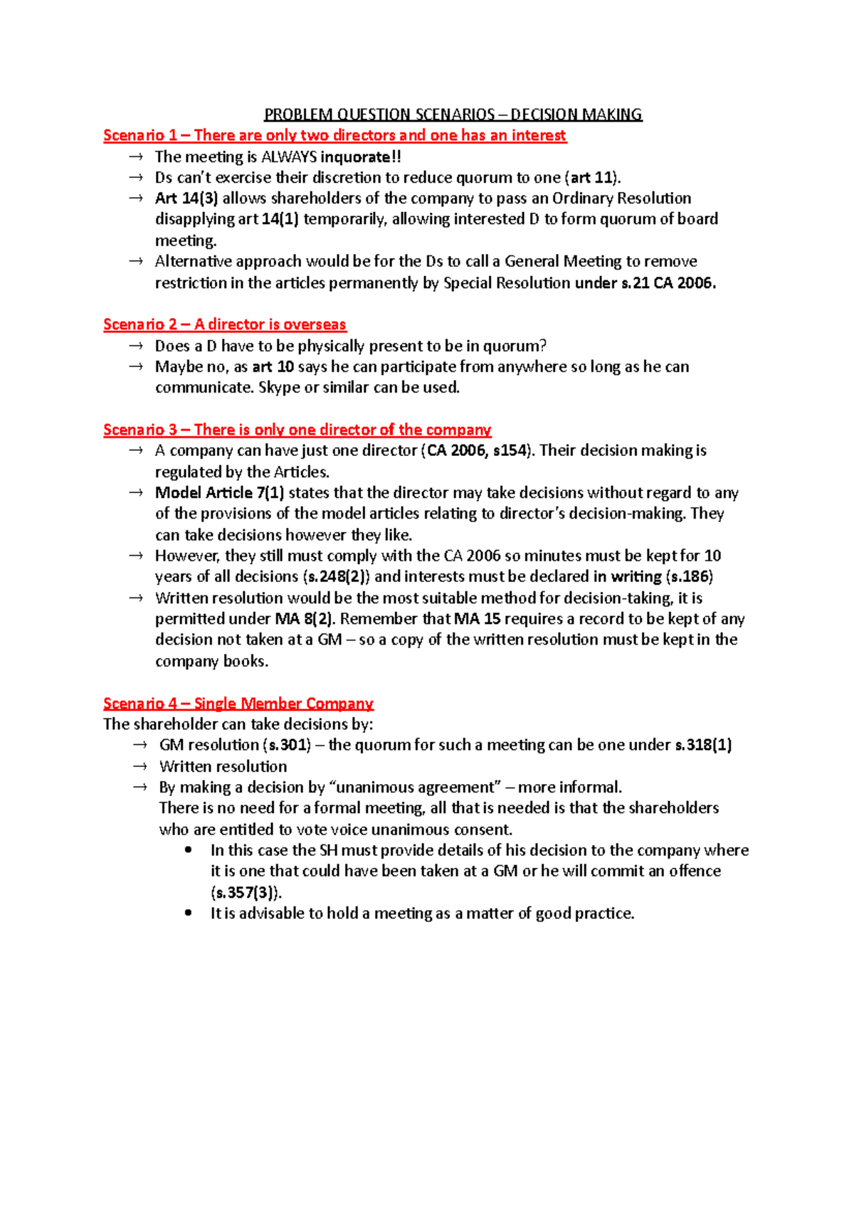 Problem Question Scenarios – Decision Making - PROBLEM QUESTION ...