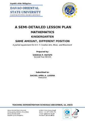 LESSON PLAN IN MATHEMATICS - SEMI-DETAILED LESSON PLAN IN MATHEMATICS ...
