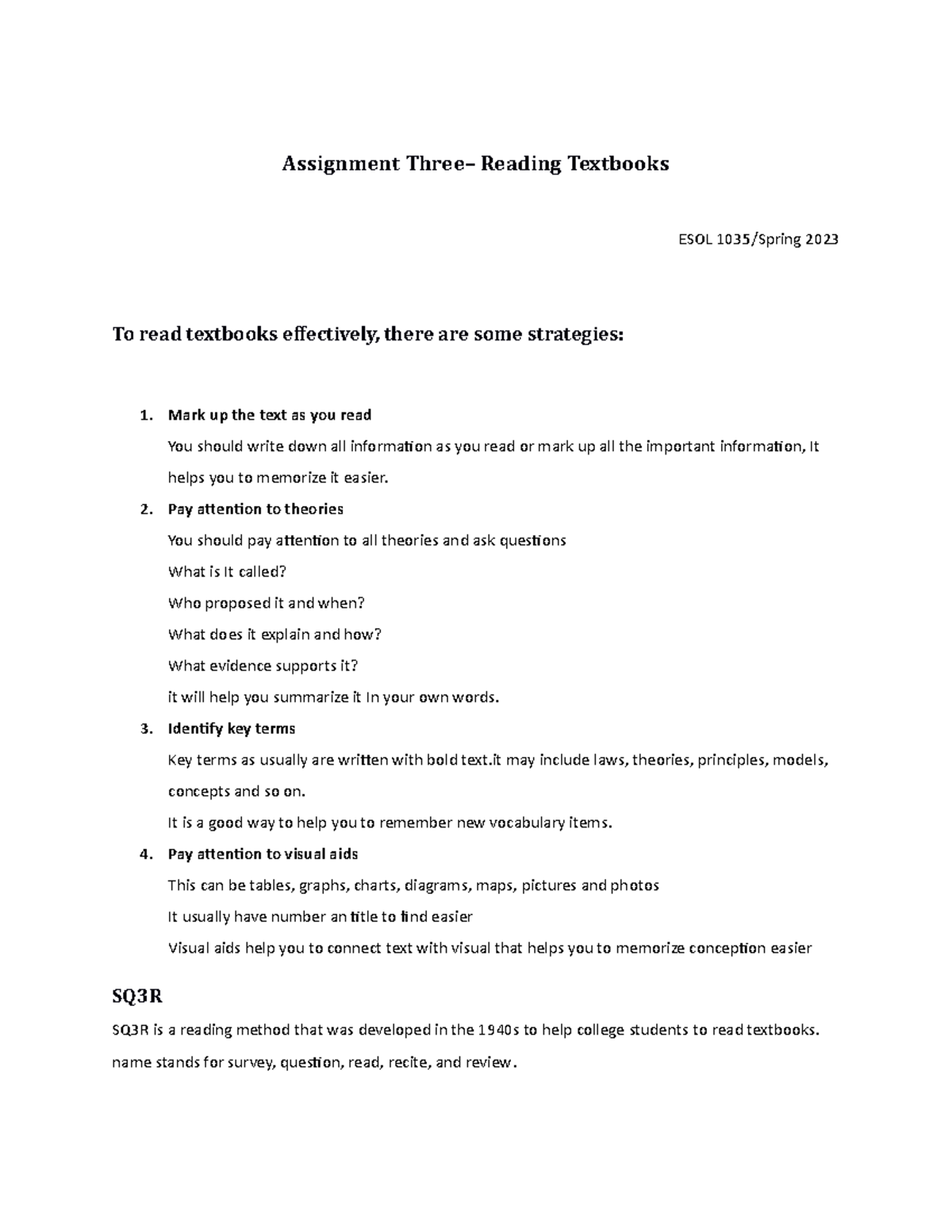 Assigment 3 Beka Liparteliani - Assignment Three– Reading Textbooks ...