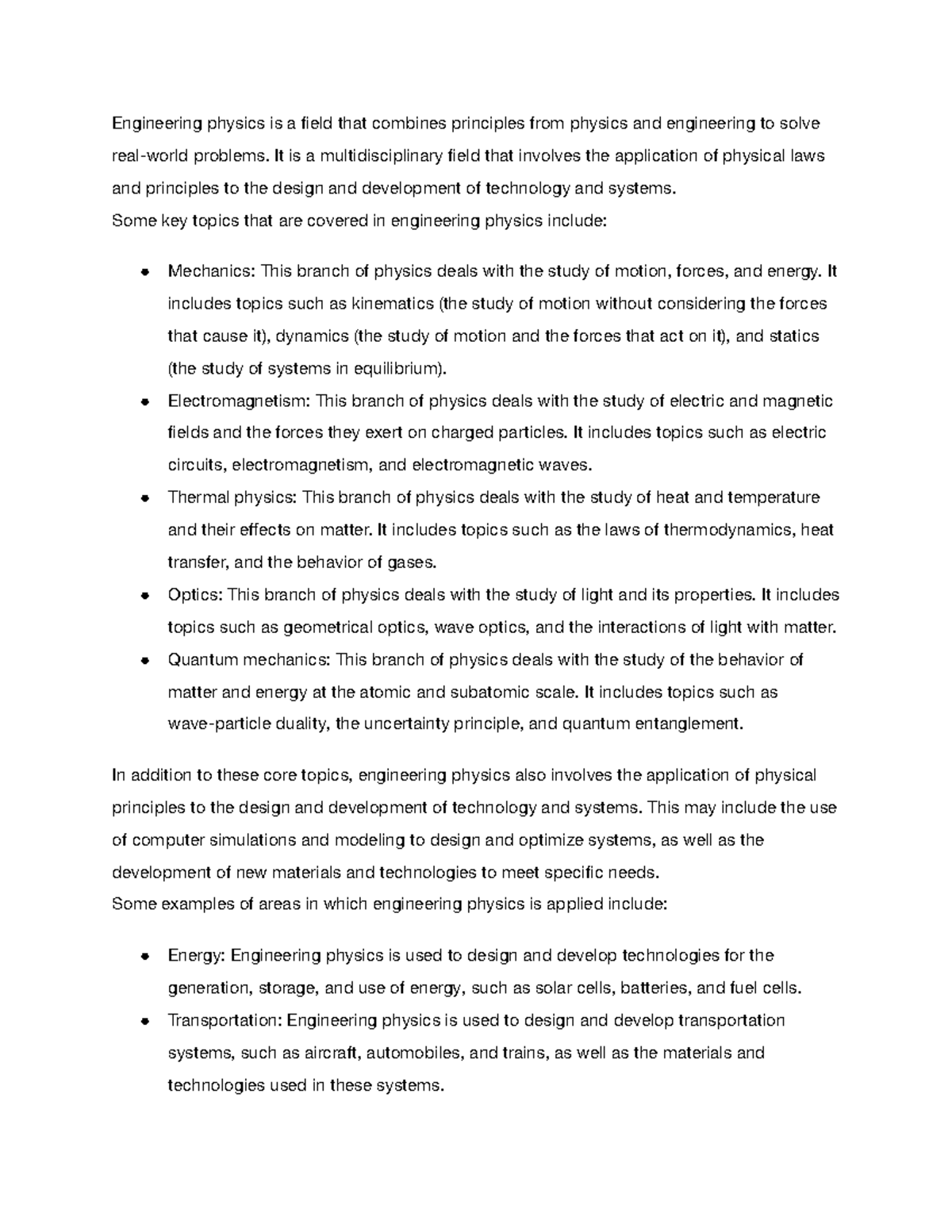 Engineering Physics Basics - Engineering physics is a field that ...