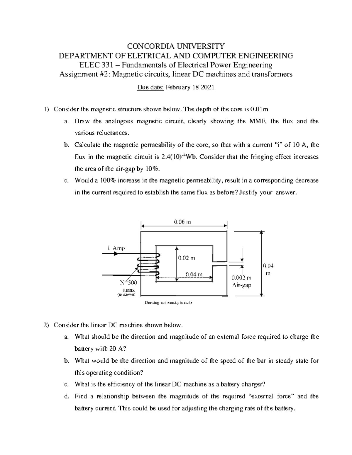 Assignment #2 - 2021 - CONCORDIA UNIVERSITY DEPARTMENT OF ELETRICAL AND ...