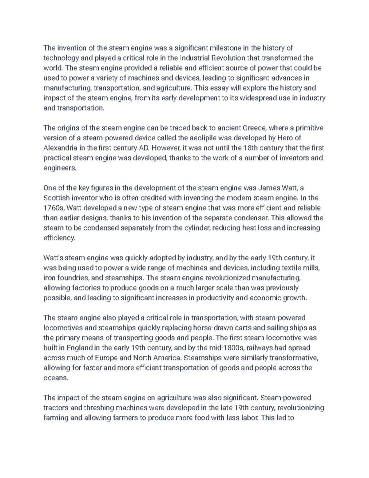 The Invention of the Steam Engine - The steam engine provided a ...