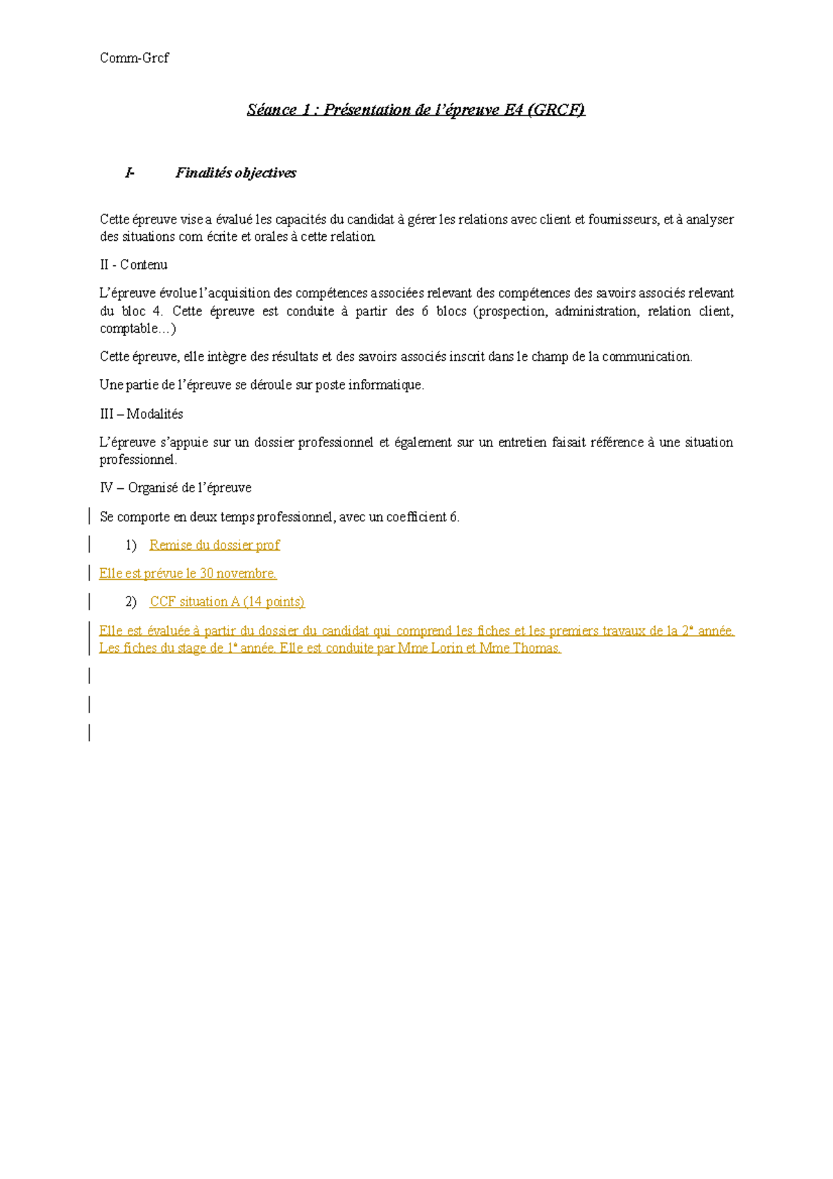 COMM - communic - Comm-Grcf Séance 1 : Présentation de l’épreuve E4 ...