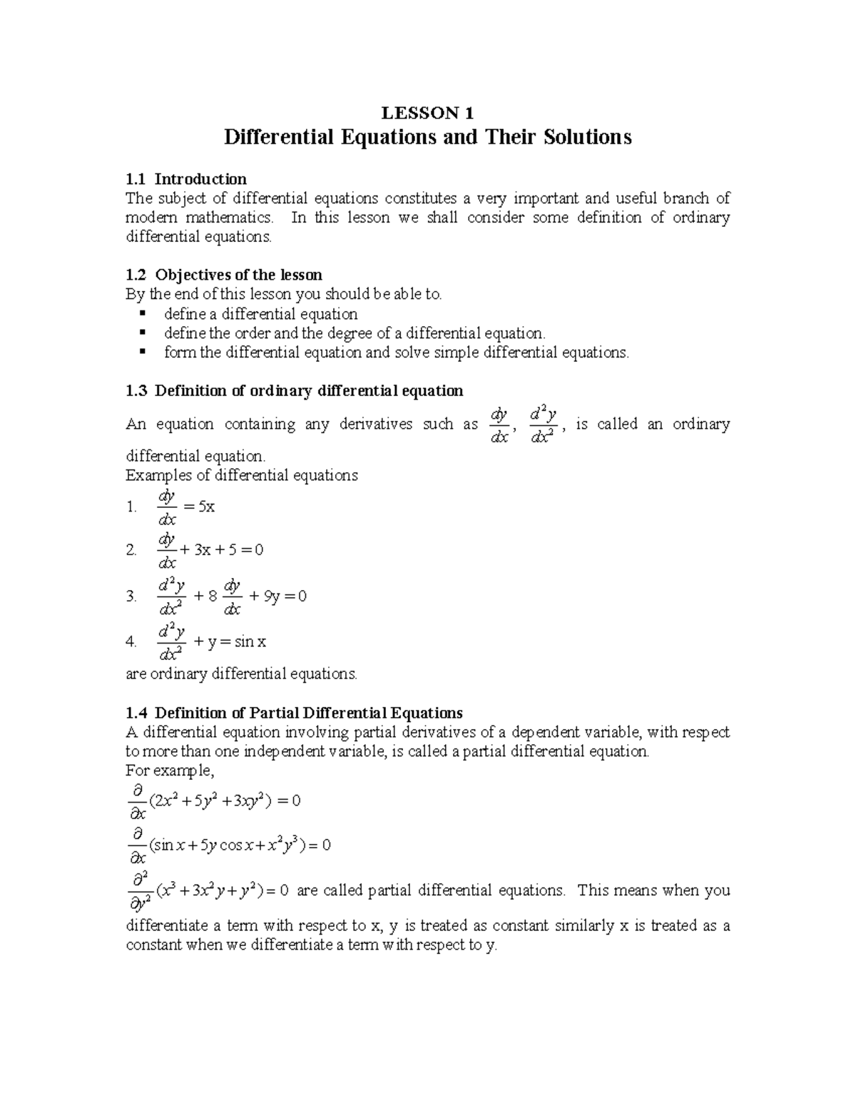 SMA 335 Ordinary Differential Equation 1 removed(1)-2 - LESSON 1 ...