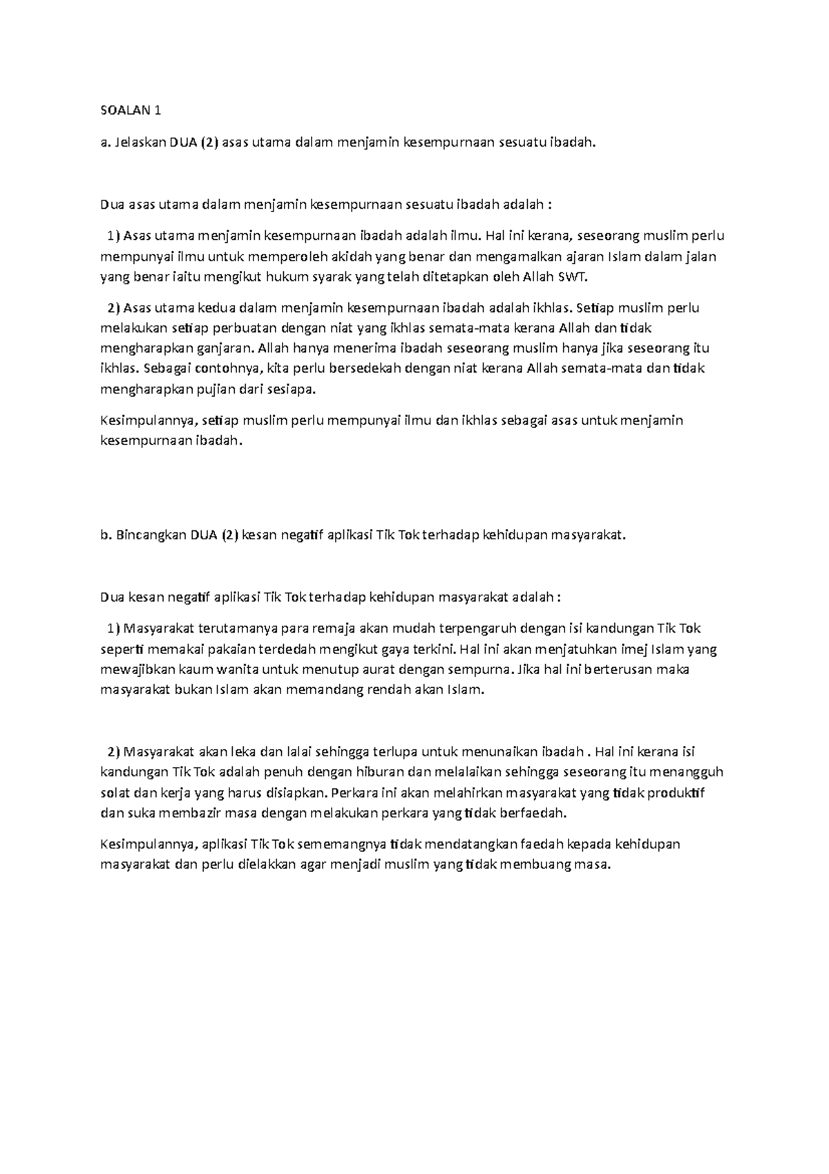 Final CTU101 - Assignment 2 - SOALAN 1 a. Jelaskan DUA (2) asas utama ...