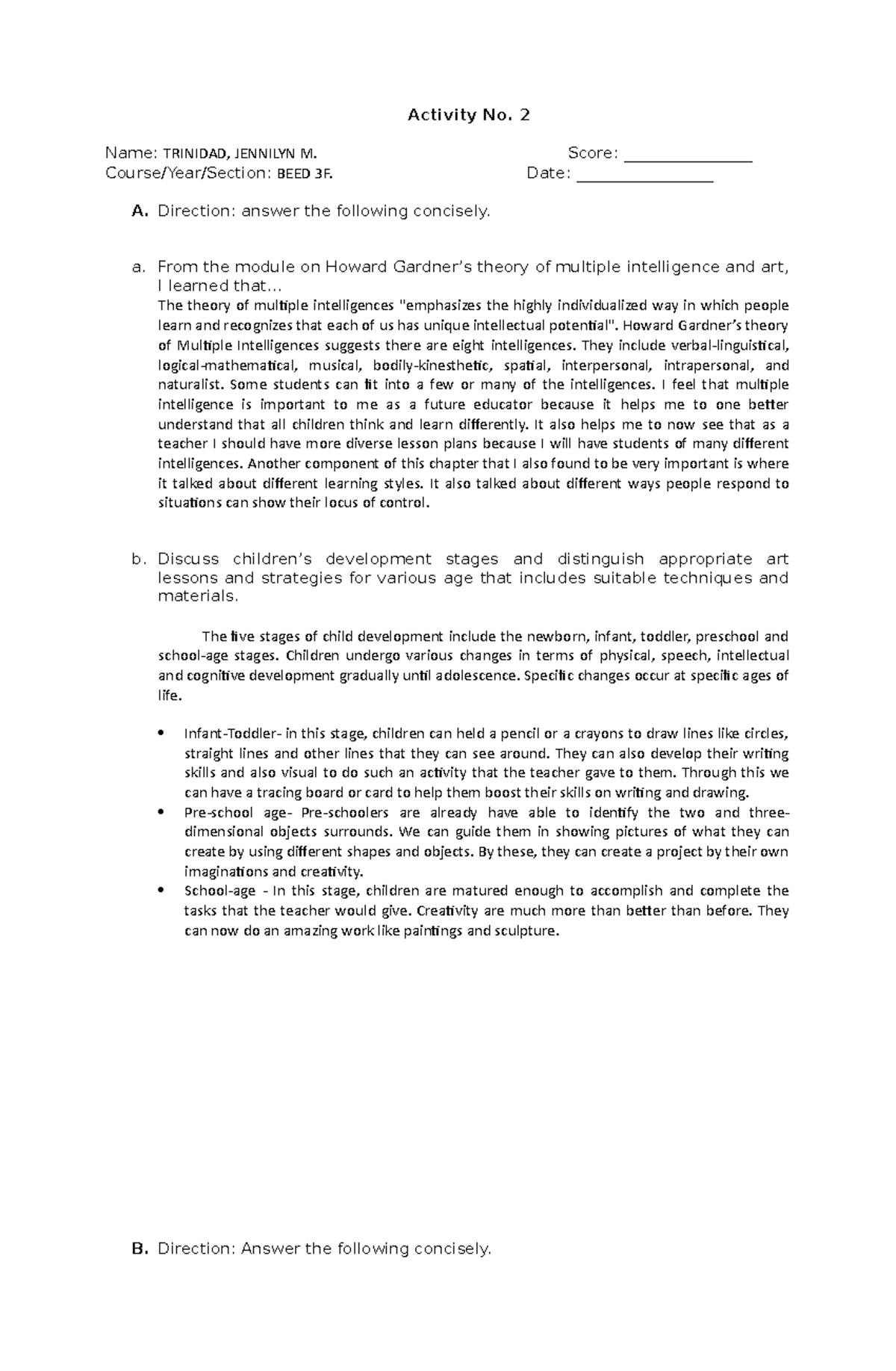 Unit 1- Activity 2 - None - Activity No. 2 Name: TRINIDAD, JENNILYN M ...