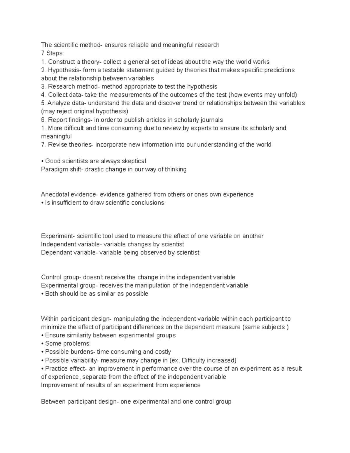 The scientific method - Modules and book notes - PSYCH 1X03 - McMaster ...