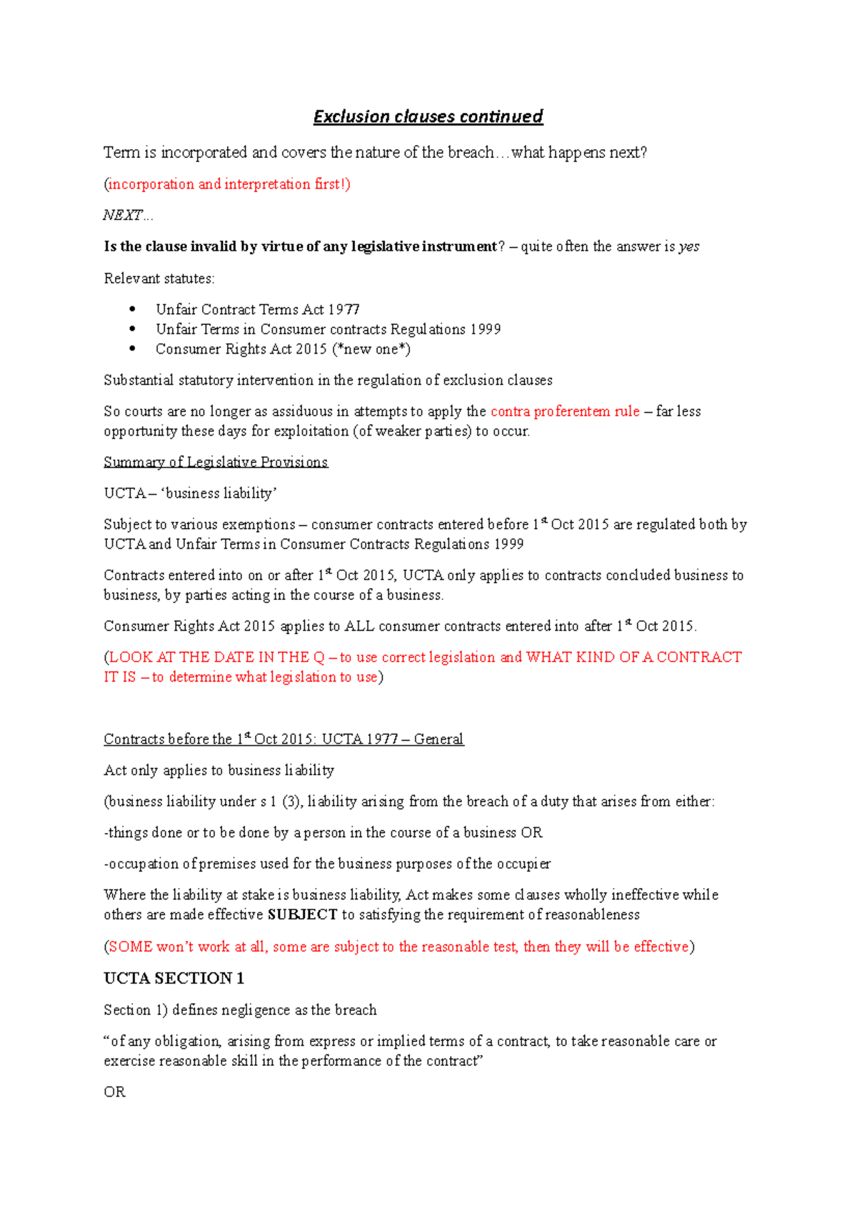 2) Exclusion clauses continued - Exclusion clauses continued Term is ...