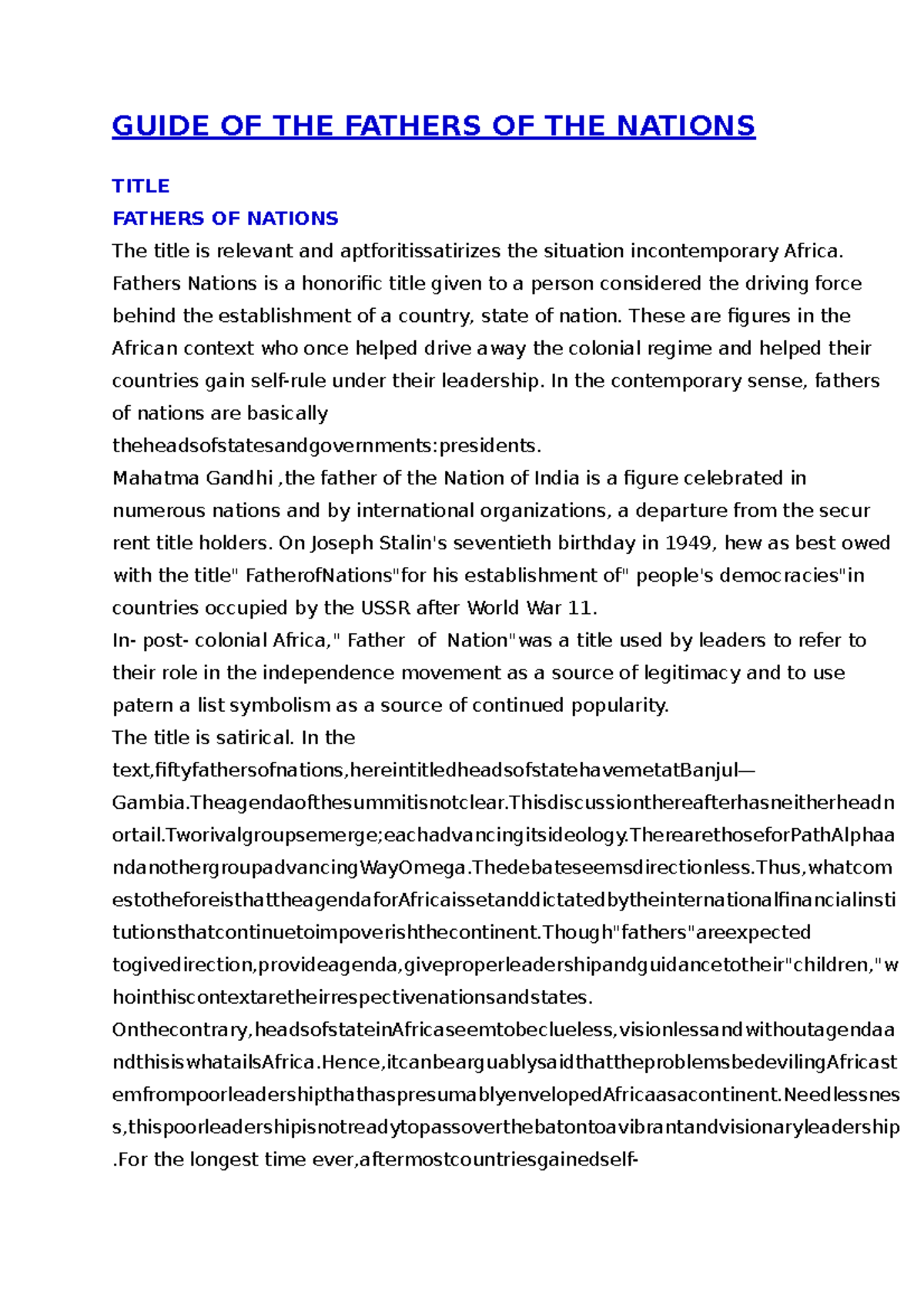 Guide OF THE Fathers OF THE Nations - GUIDE OF THE FATHERS OF THE ...
