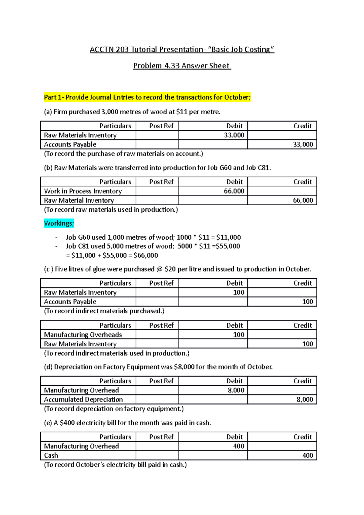 Acctn 203 Tutorial Presentation - ACCTN 203 Tutorial Job Problem 4 ...