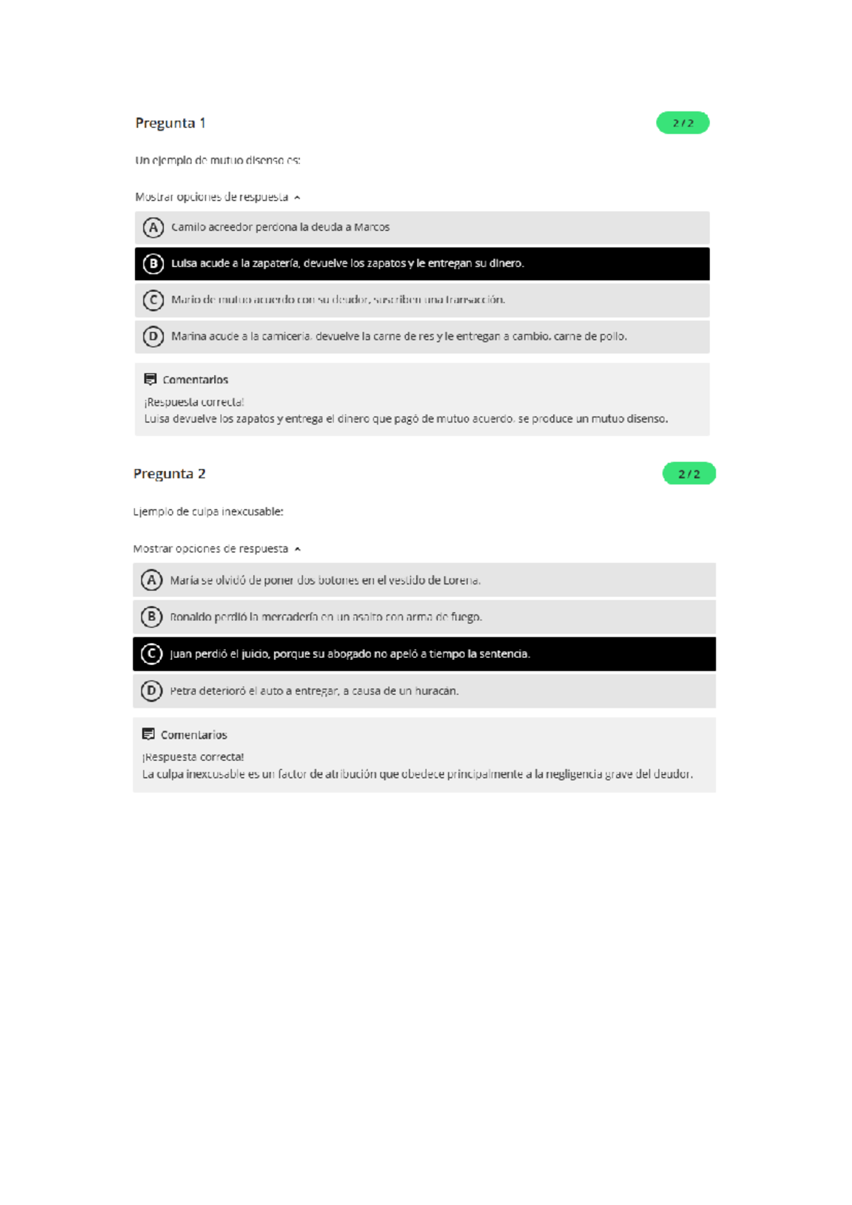 T4 - EF DC - Pregunta 1 Un ejemplo de mutuo disenso es: Mostrar opciones de respuesta A Camilo ...