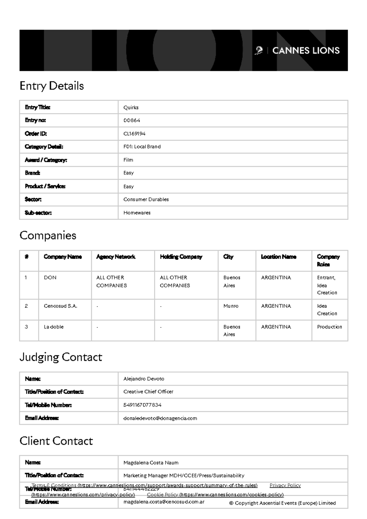 Cannes Lions 2024 Easy Quirks - FILM - F01 Local Brand - Entry Details ...