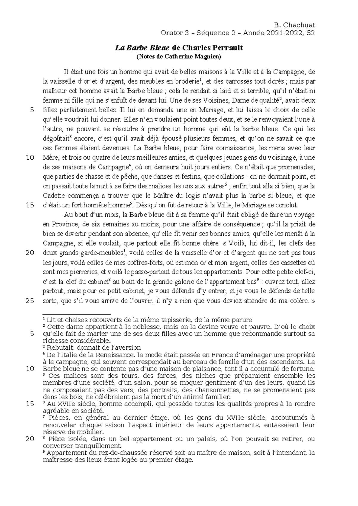 Barbe Bleue texte - Orator 3 – Séquence 2 – Année 2021-2022, S La Barbe ...