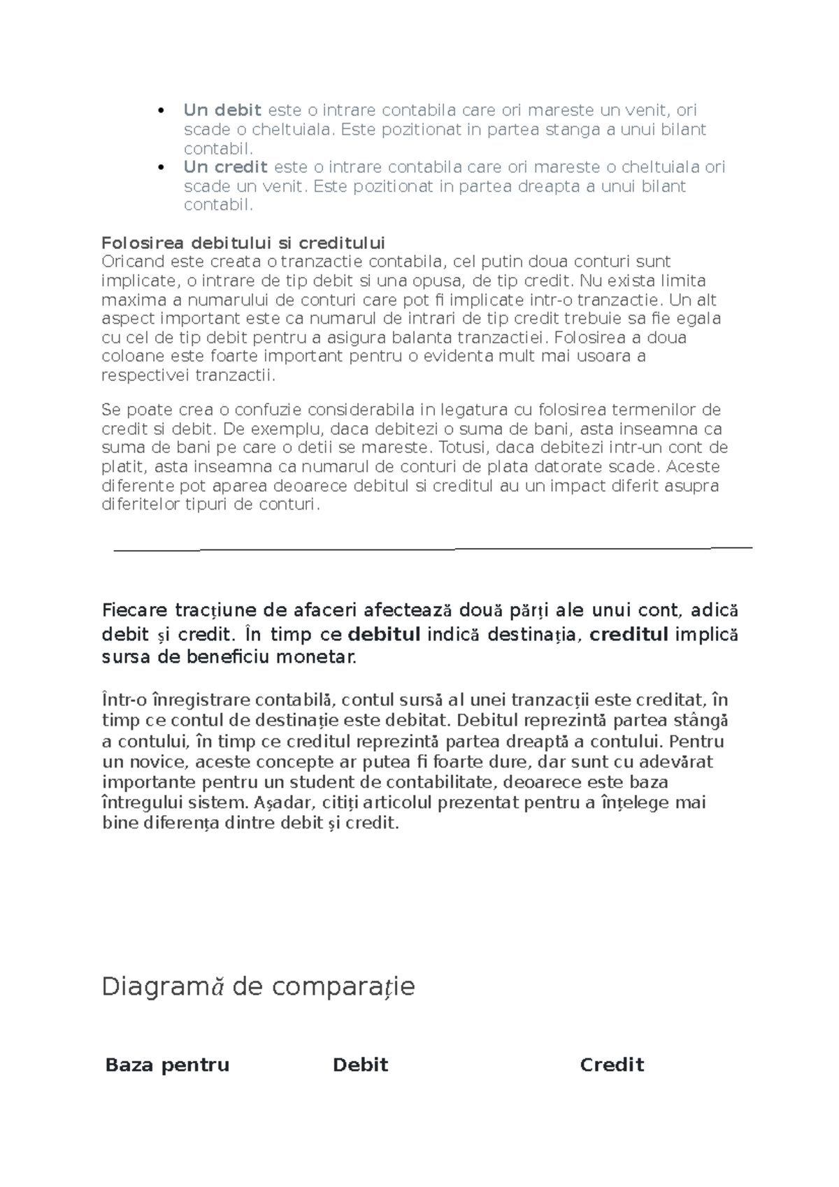 Debit credit - Un debit este o intrare contabila care ori mareste un ...