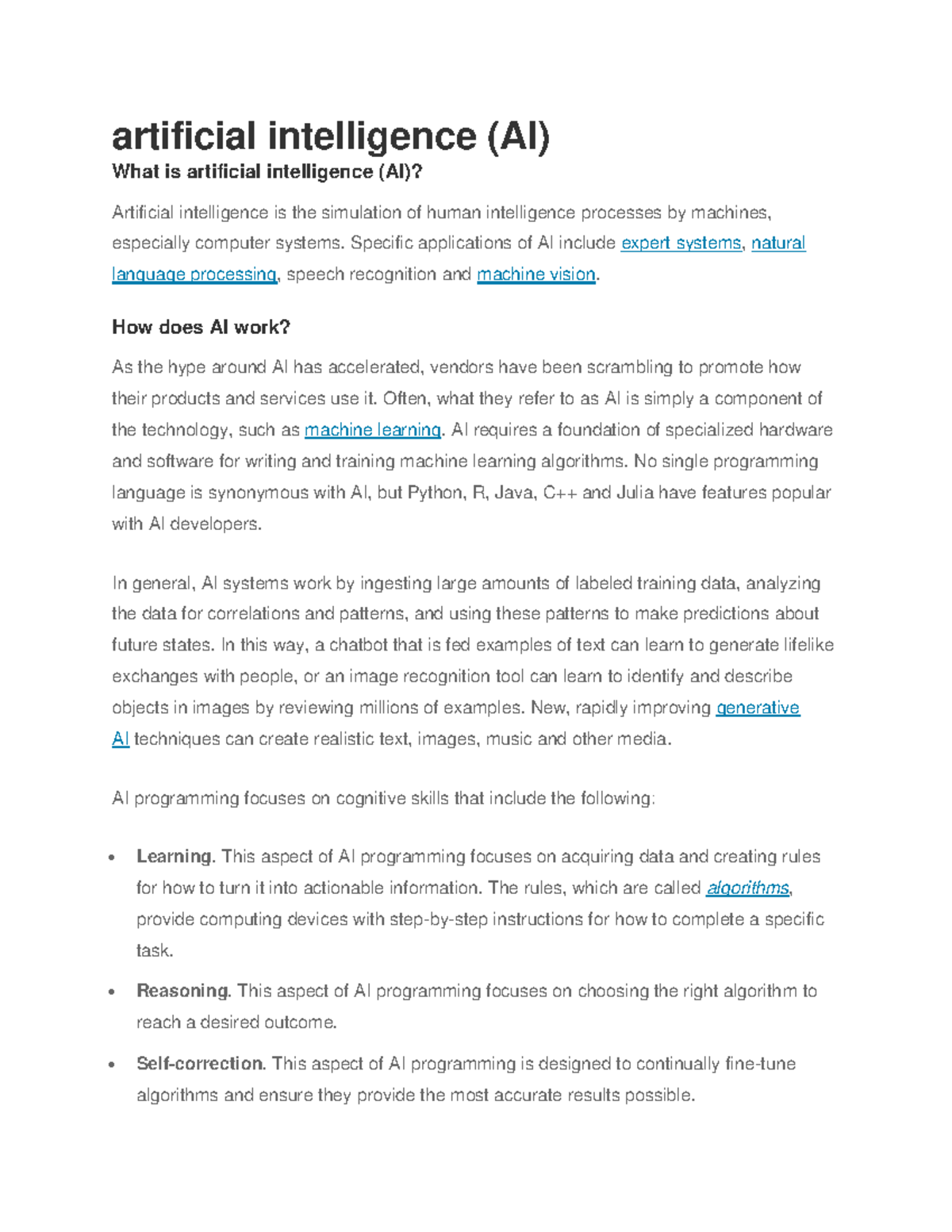 Artificial intelligence - Specific applications of AI include expert ...