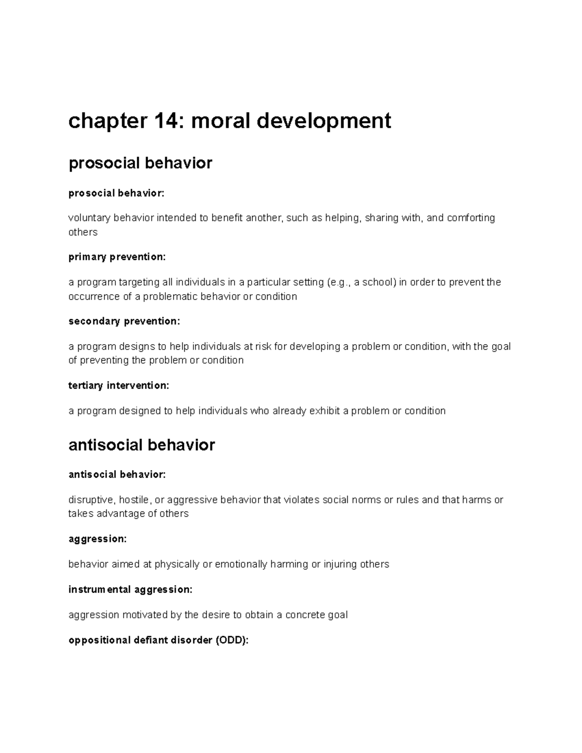 Chapter 14 moral development - PSYCH 350 - UMass Amherst - Studocu