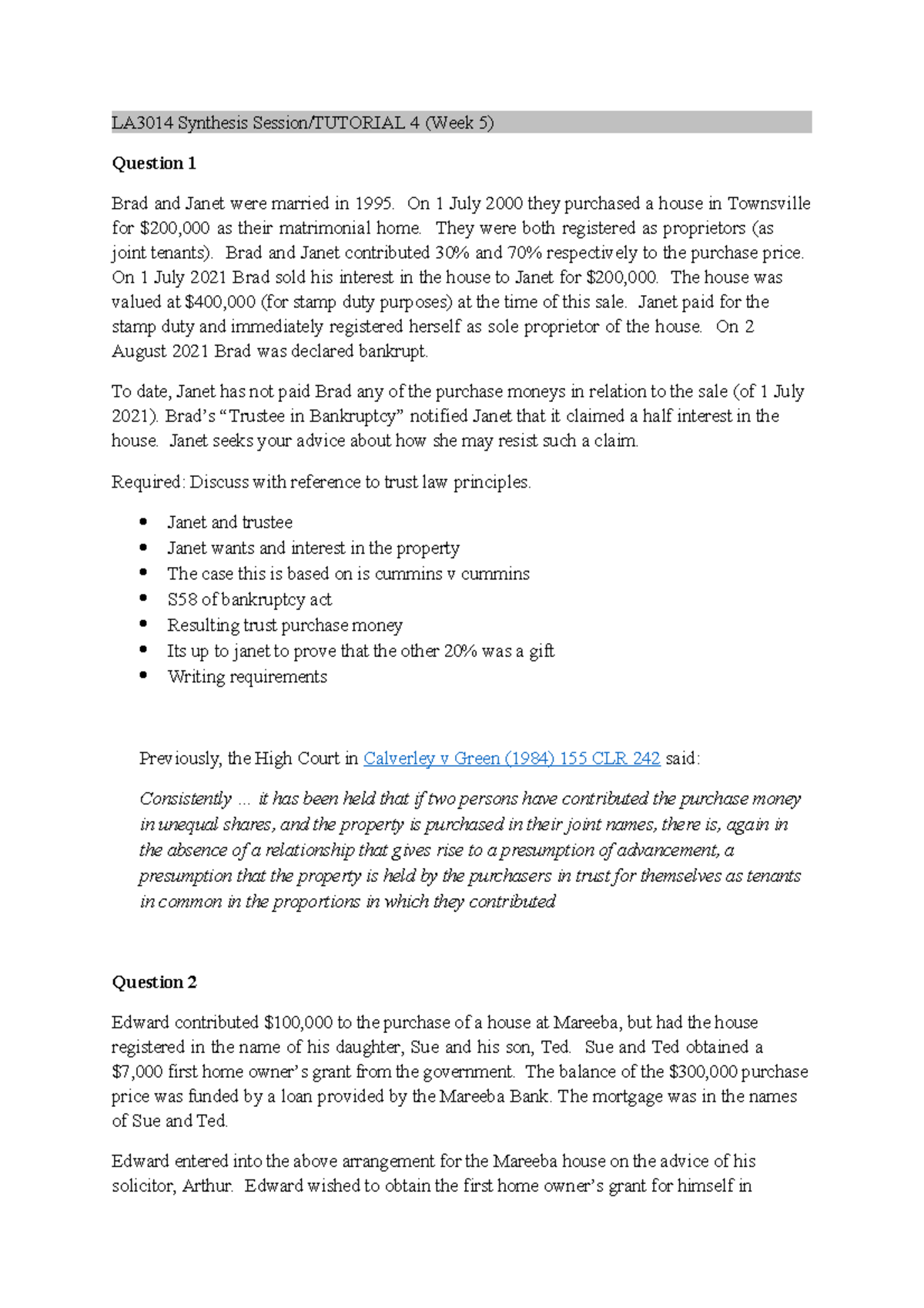 LA3014 Synthesis Session Tutorial 4 - LA3014 Synthesis Session/TUTORIAL ...