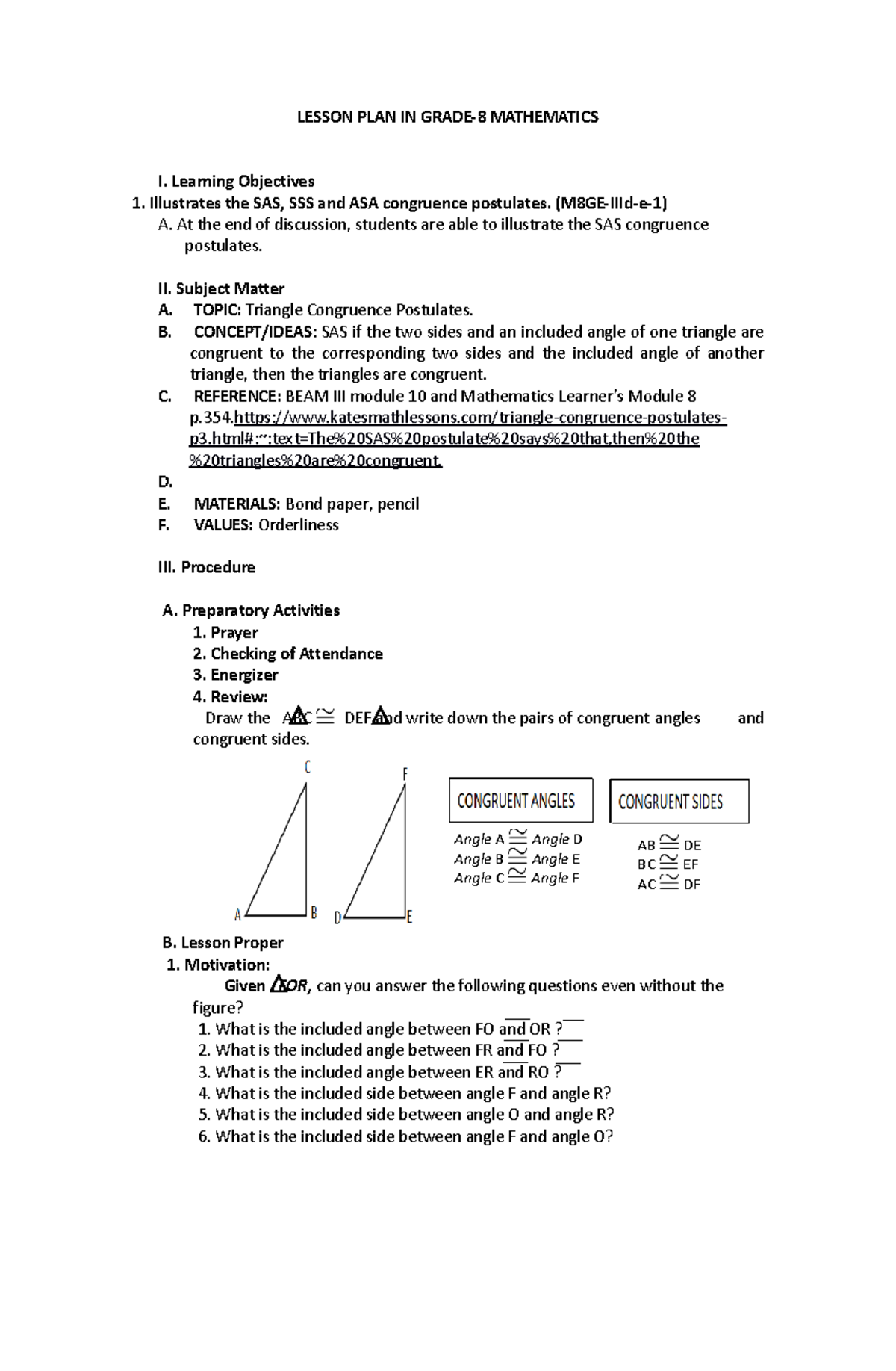 Lesson PLAN IN Grade - lpp1 - LESSON PLAN IN GRADE-8 MATHEMATICS I ...