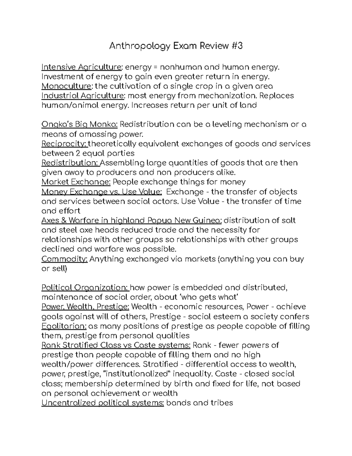 Anth Review #3 - Study guide for the third and final Anthropology exam ...