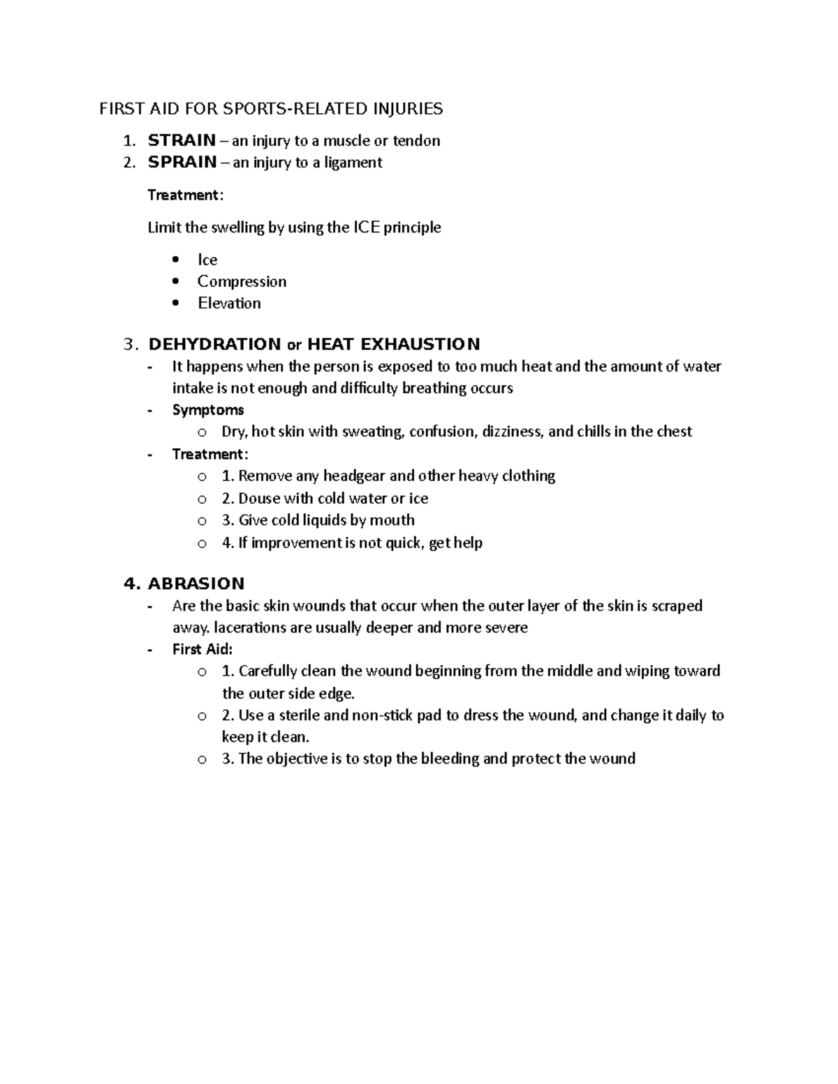 First AID FOR Sports - FIRST AID FOR SPORTS-RELATED INJURIES STRAIN ...