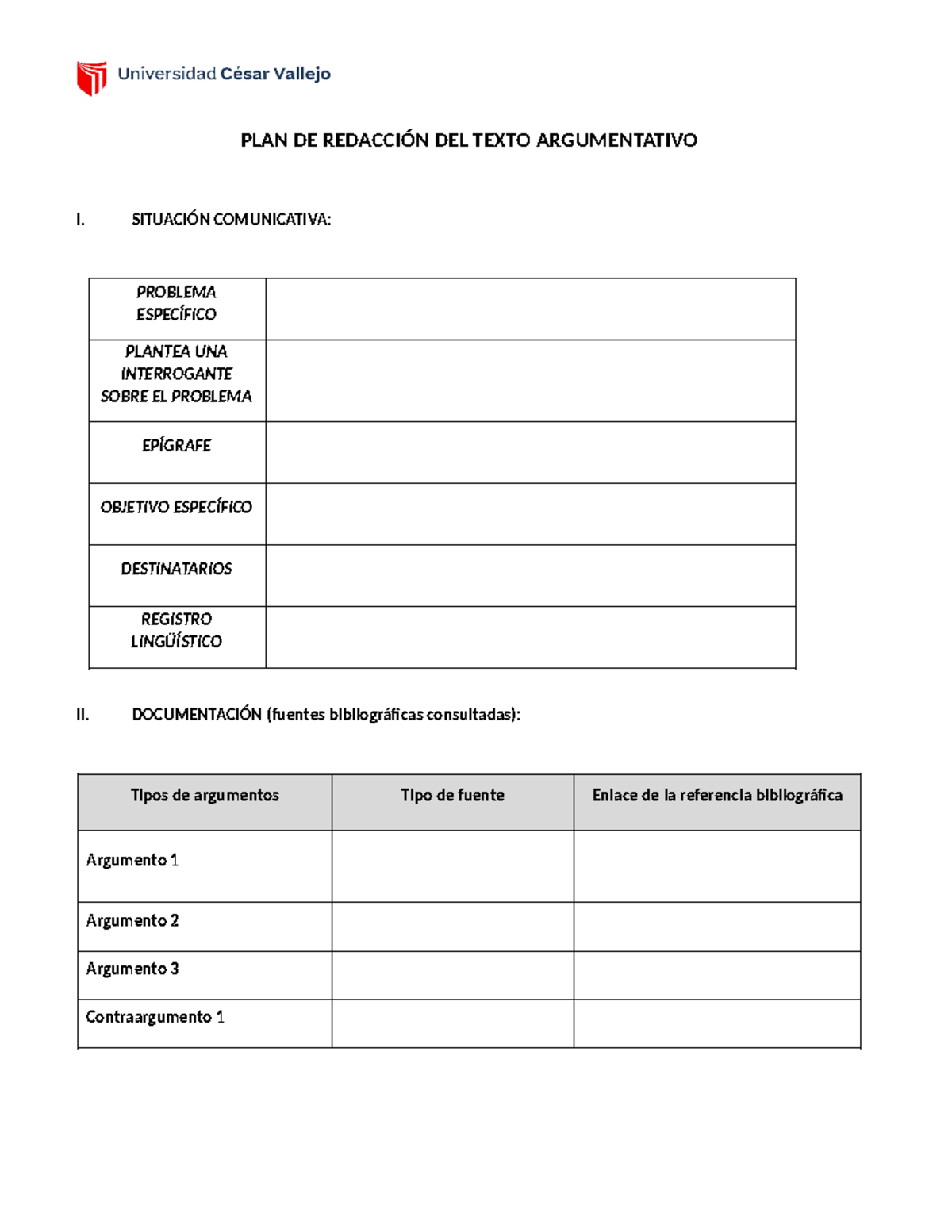 Esquema PLAN DE Redacción DEL Texto Argumentativo - Actividades ...