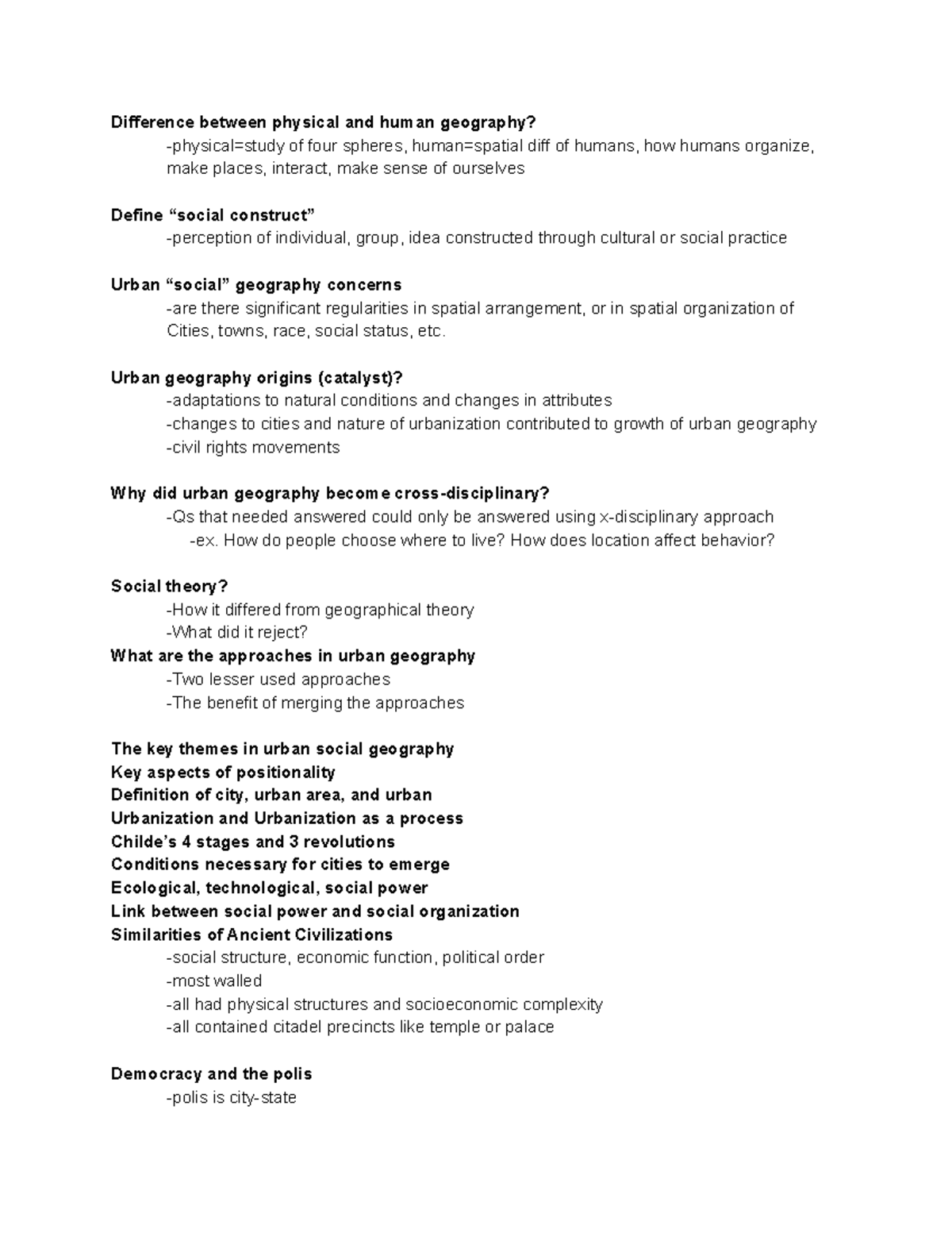 Test 1 study guide - Difference between physical and human geography ...
