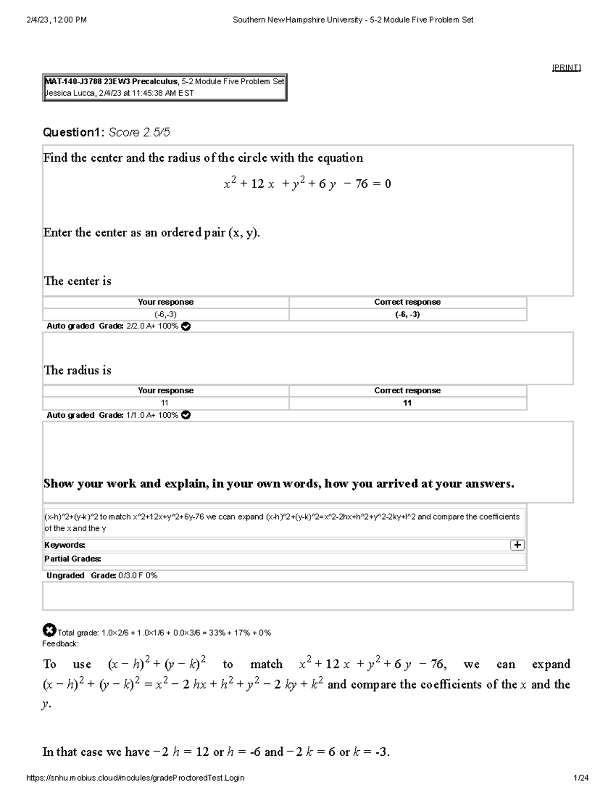 Southern New Hampshire University - 2nd try 5-2 - ####### [PRINT ...