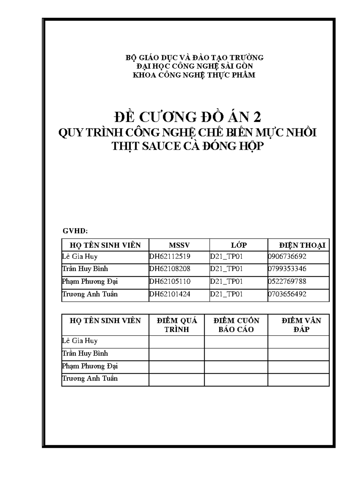 Đề cương đồ án 2 - jhhk - BỘ GIÁO DỤC VÀ ĐÀO TẠO TRƯỜNG ĐẠI HỌC CÔNG ...