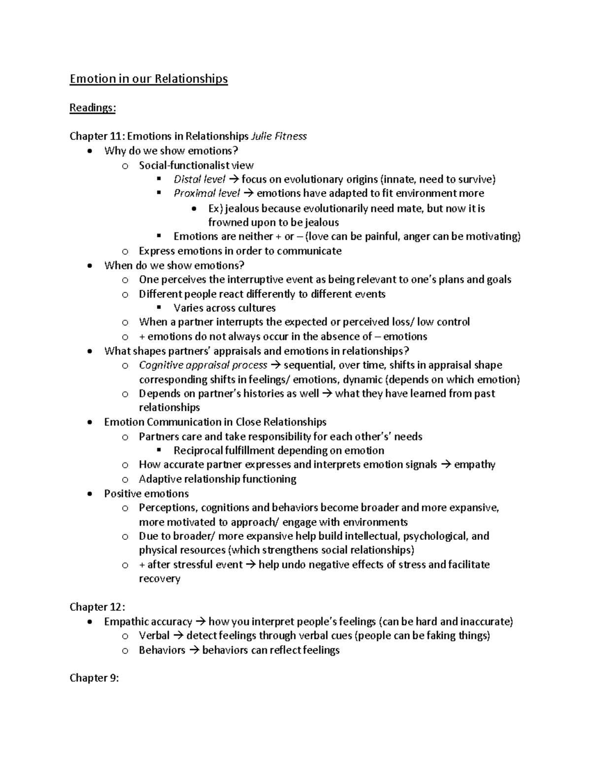 Emotion in our Relationships - Emotion in our Relationships Readings ...