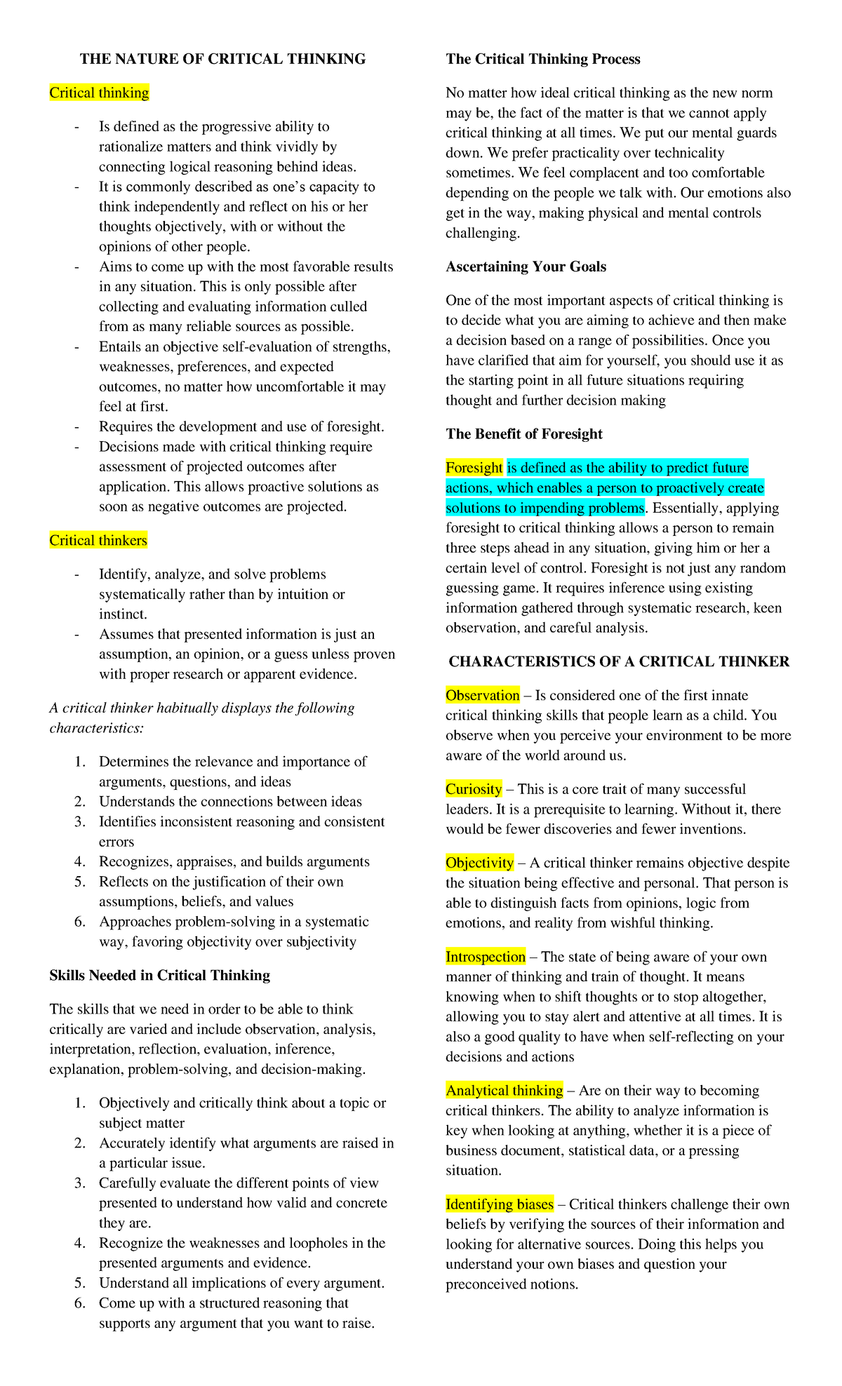 CRWT - detulhadfhaerh - THE NATURE OF CRITICAL THINKING Critical ...