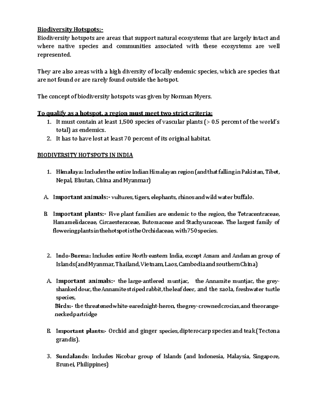 Biodiversity Hotspots - Biodiversity Hotspots:- Biodiversity hotspots ...