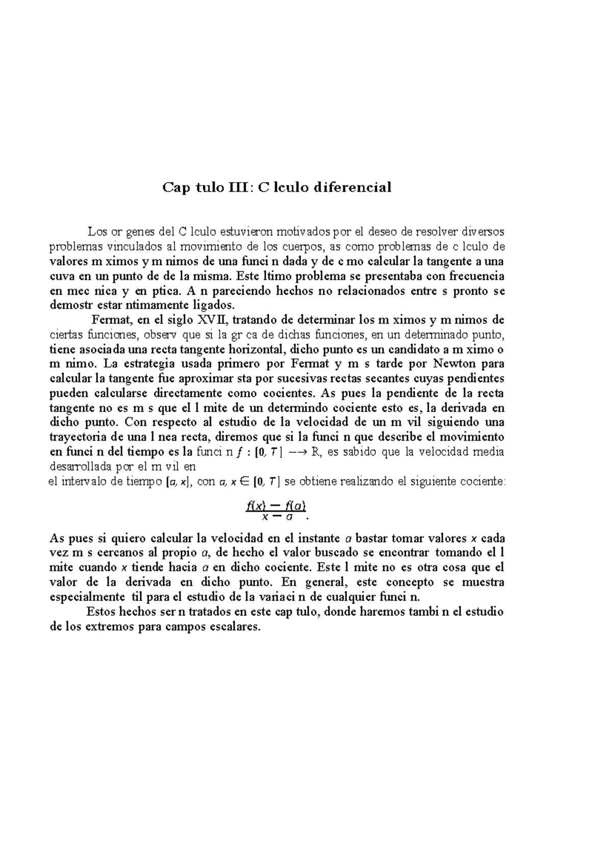 Calculo vectorial algebra de coito - Cap tulo III: C lculo diferencial Los or genes del C lculo ...