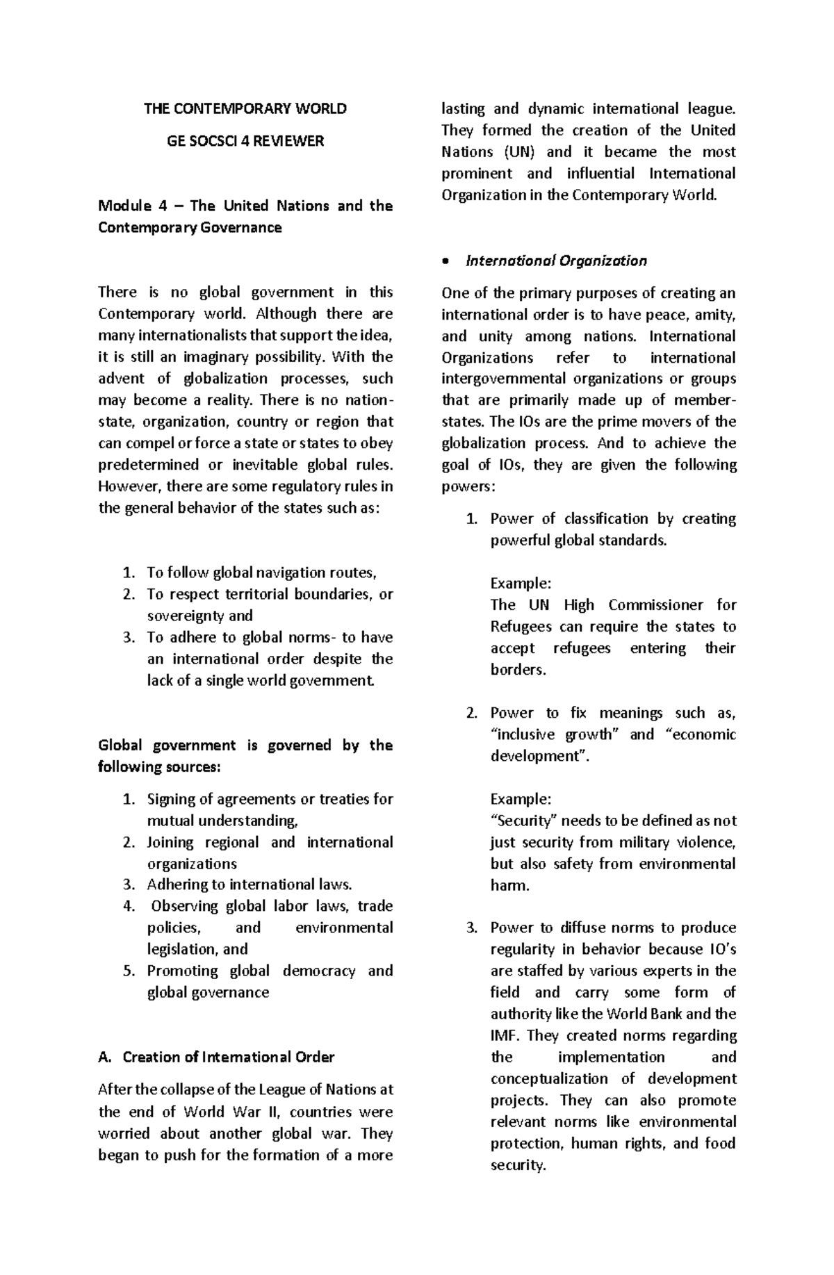Reviewer in Contemporary World for Midterms - THE CONTEMPORARY WORLD GE ...