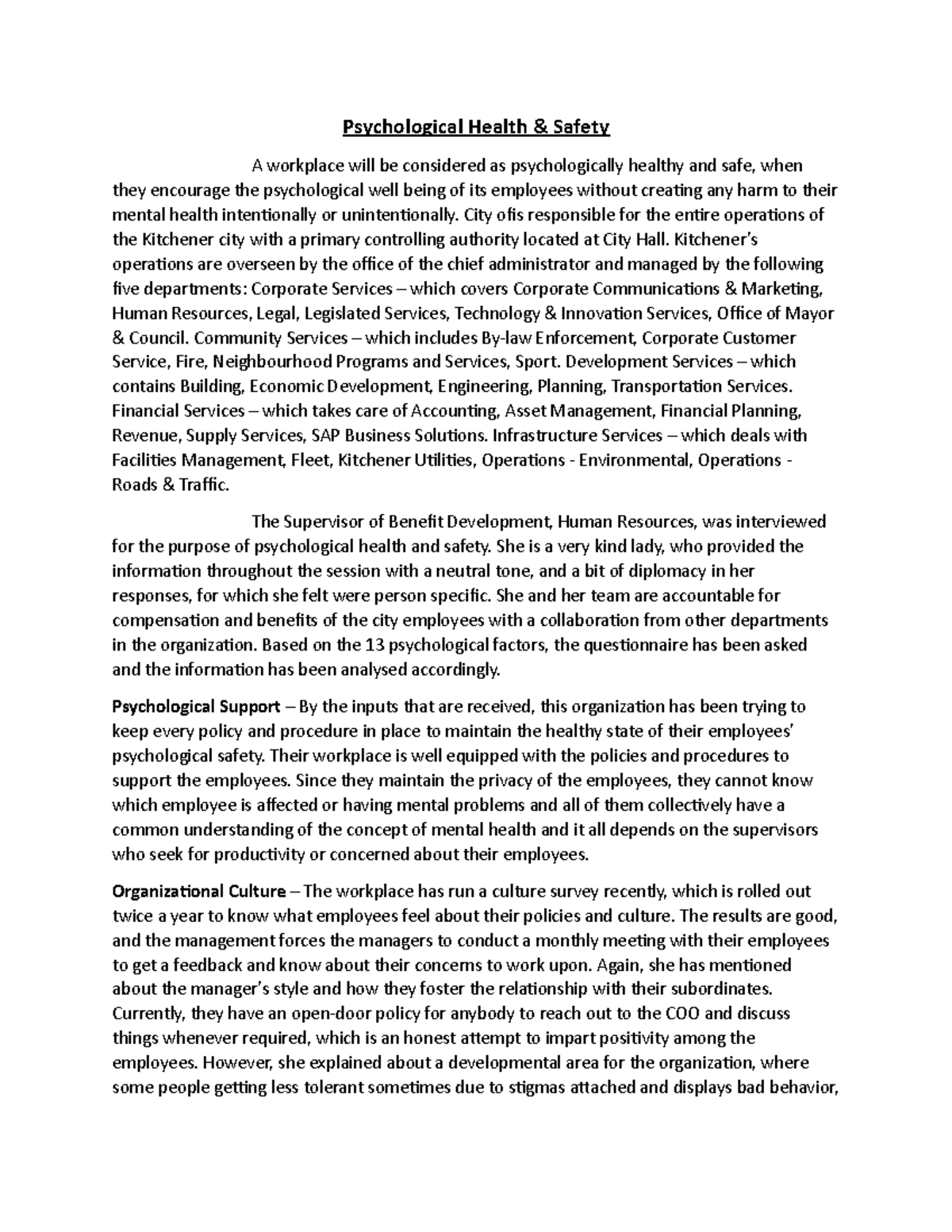 OHS Assignment-2 - Occupational health & safety - Psychological Health ...