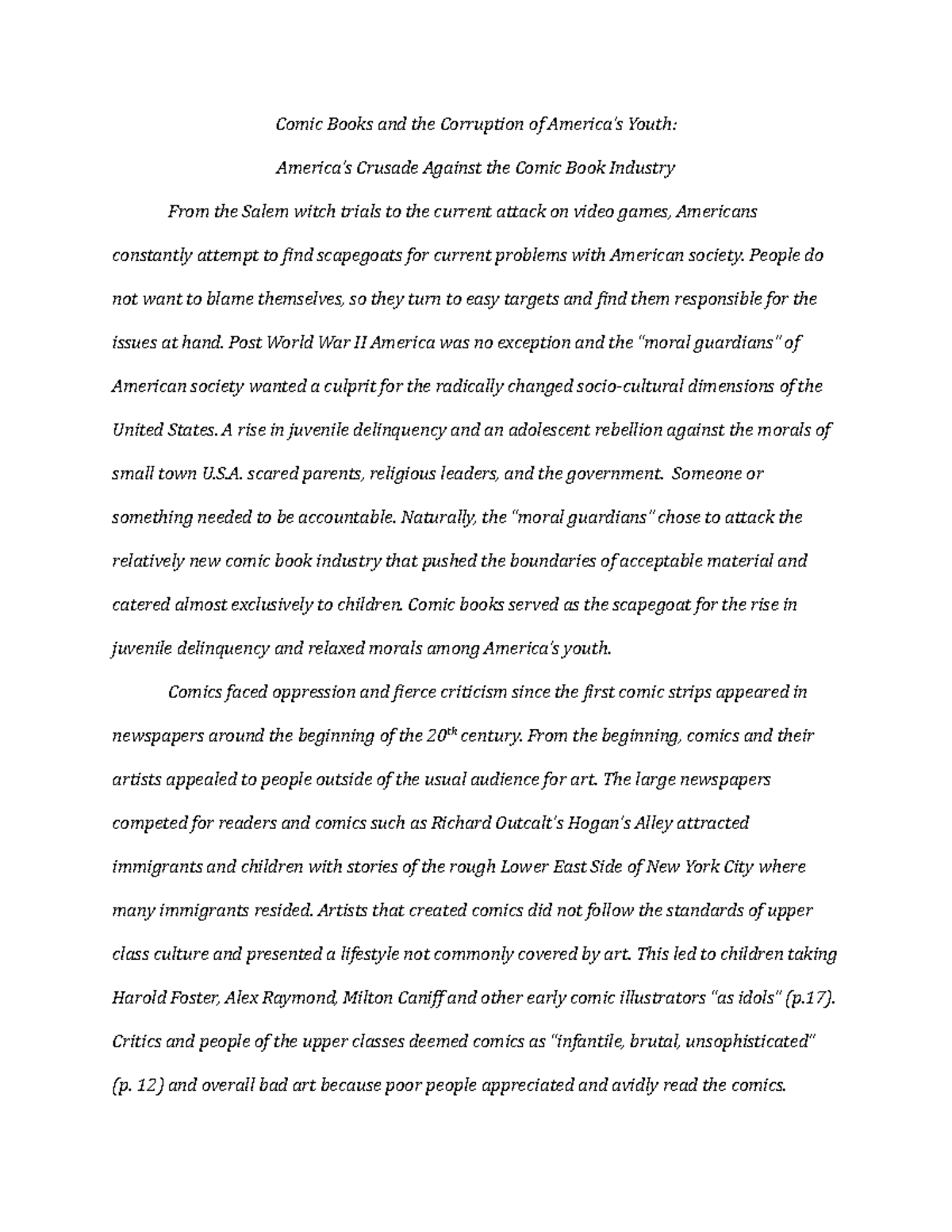 Comic Books and the Corruption of Americas Youth - Comic Books and the ...