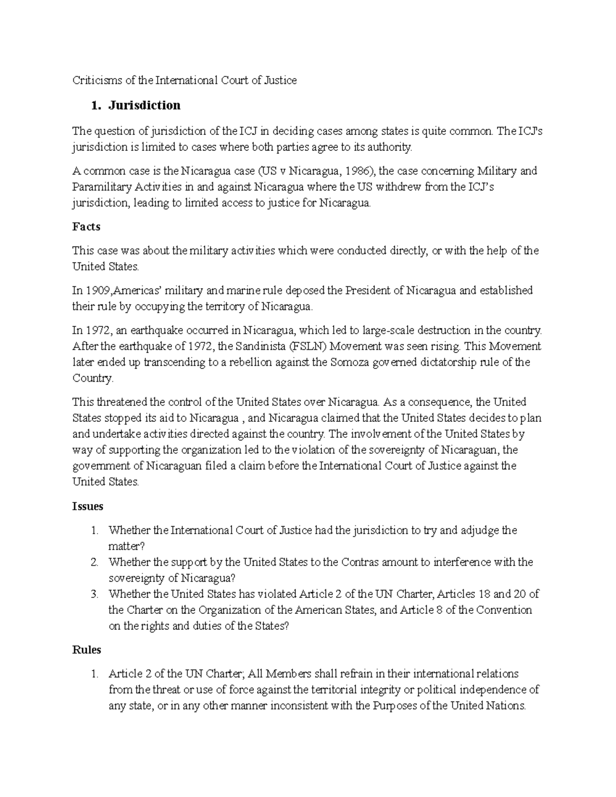 Criticisms of the icj - Criticisms of the International Court of ...